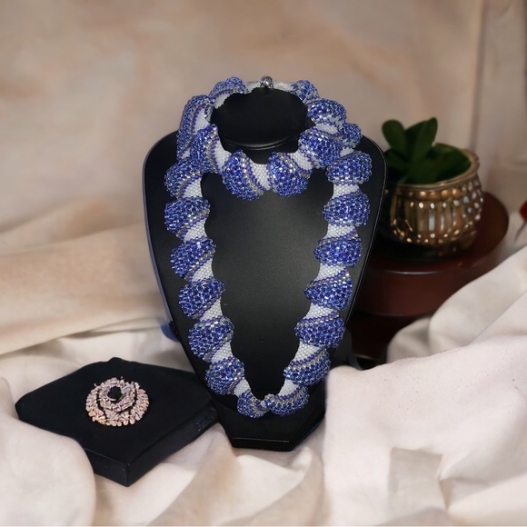 Unsigned | Jewelry | Mesh Matching Blue Necklace And Bracelet | Poshmark